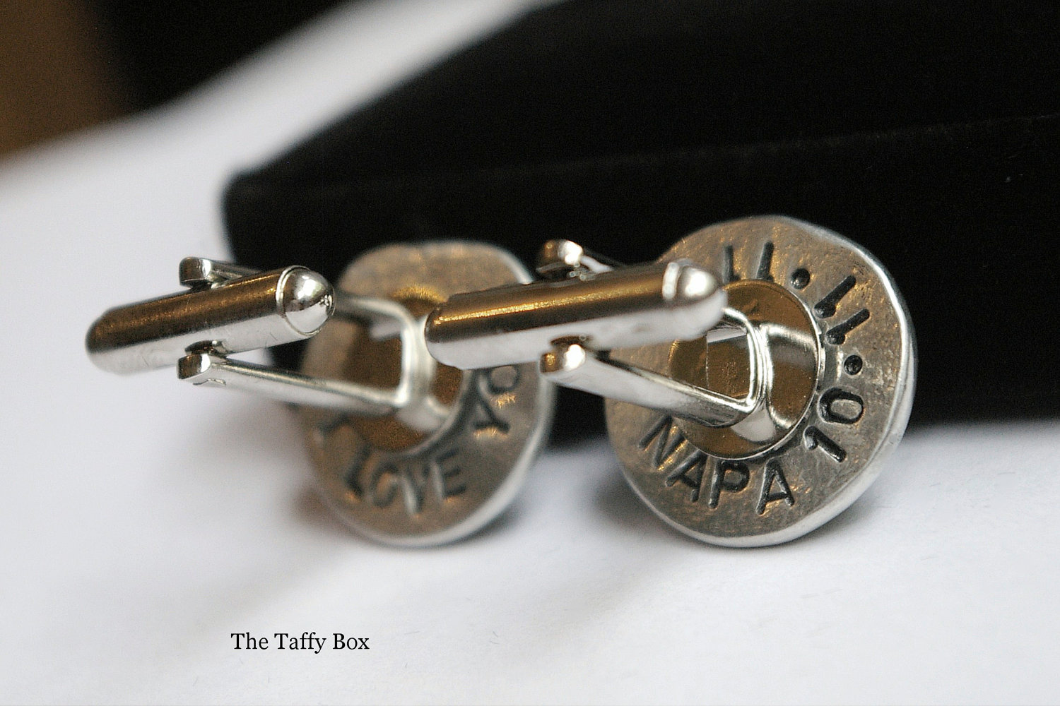 Hand Stamped Pewter Cuff Links on Luulla